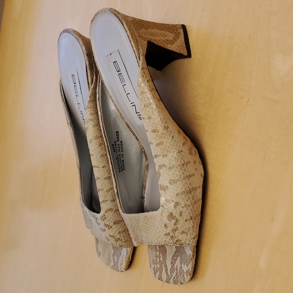 Bellini | Shoes | Bellini Bauble Tan Cream Shimmer Snake Skin Open Toe ...
